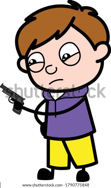 Cartoon Boy Pointing Gun Design Illustration Stock Vector (Royalty Free ...