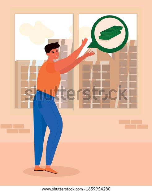 Cartoon Boy Reaching Green Dollar Banknote Stock Vector (Royalty Free ...