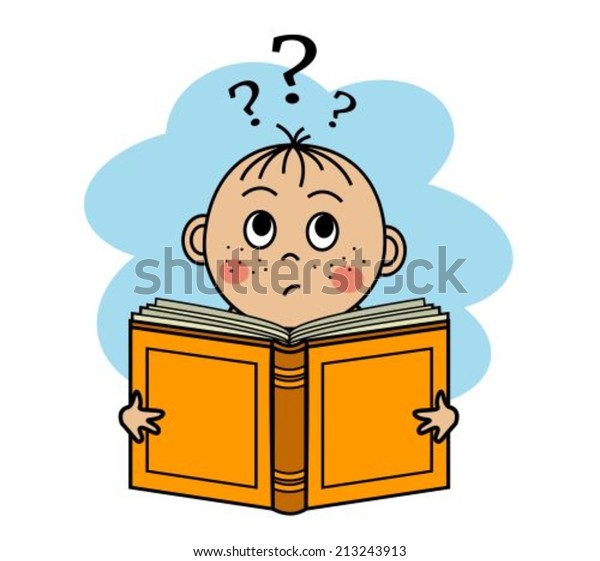 Cartoon Boy Reading Book Can Not: vector de stock (libre de regalías ...