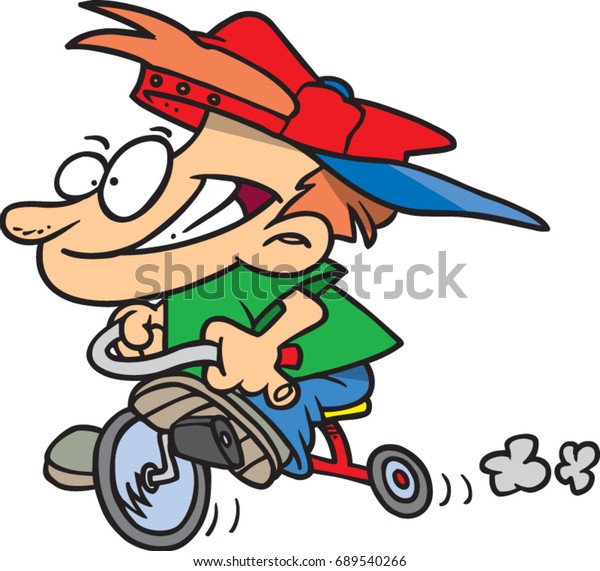 Cartoon Boy Riding Trike Stock Vector (Royalty Free) 689540266 ...