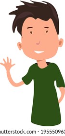 Cartoon Boy Saying Hello His Hand Stock Vector (Royalty Free ...