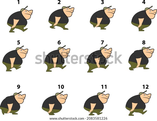 Cartoon Boy Walking Cycle Fat Guy Stock Vector (Royalty Free ...