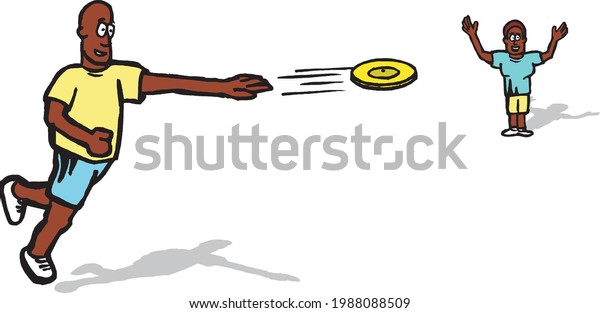 Cartoon Boys Playing Fly Disk White Stock Vector (Royalty Free ...