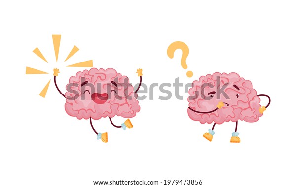 Cartoon Brain Character Jumping Joy Thinking Stock Vector (Royalty Free ...