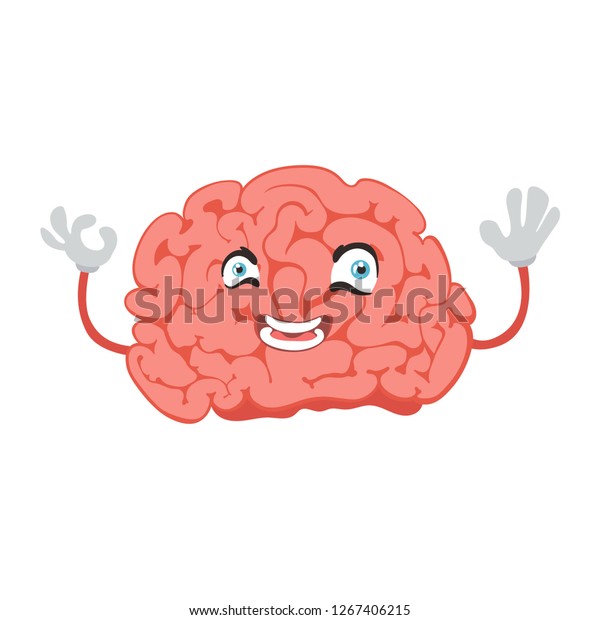 Cartoon Brain Face Little Hands Smiling Stock Vector (Royalty Free ...