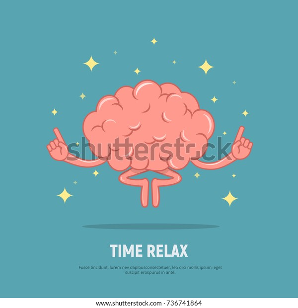 Cartoon Brain Meditation Concept Time Relax Stock Vector (Royalty Free ...