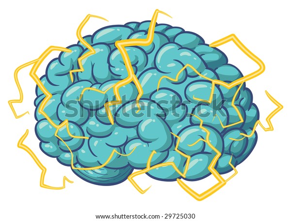 Cartoon Brain Powered Brain Electricity On Stock Vector (Royalty Free ...