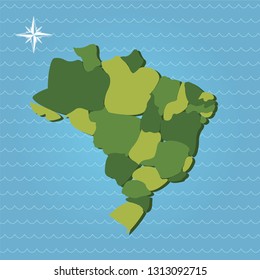 Cartoon Brazil Map Over Ocean Stock Vector (Royalty Free) 1313092715 ...