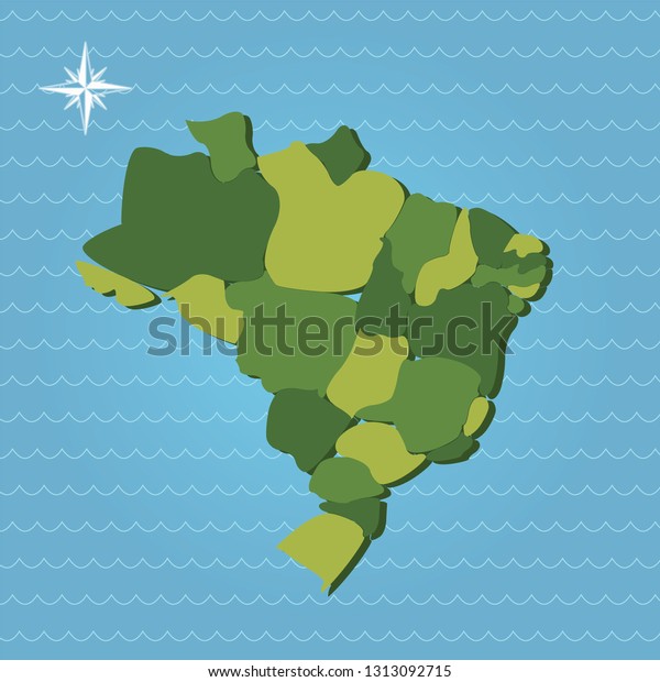 Cartoon Brazil Map Over Ocean Stock Vector (Royalty Free) 1313092715 ...