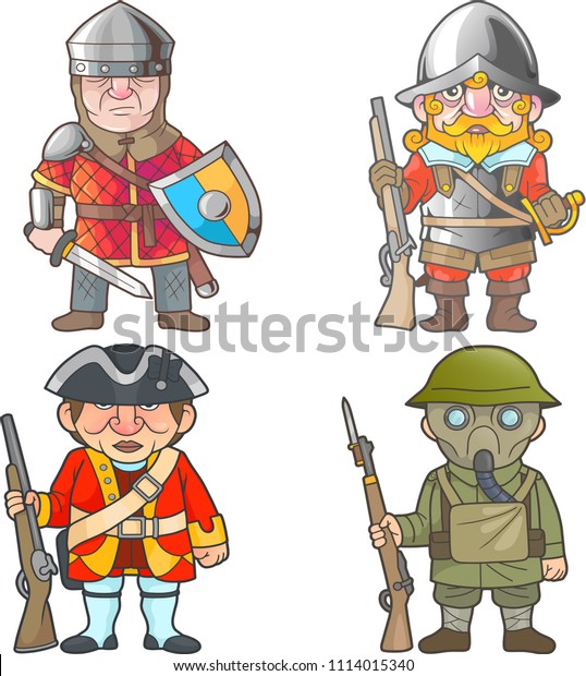 Cartoon British Soldiers Set Vector Funny Stock Vector (Royalty Free ...