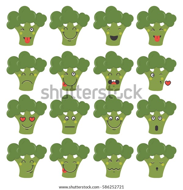 Cartoon Broccoli Cute Characters Face Vector Stock Vector (Royalty Free ...