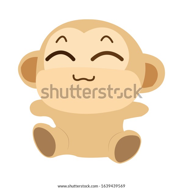 Cartoon Brown Fat Monkey Smiling Happily Stock Vector (Royalty Free ...
