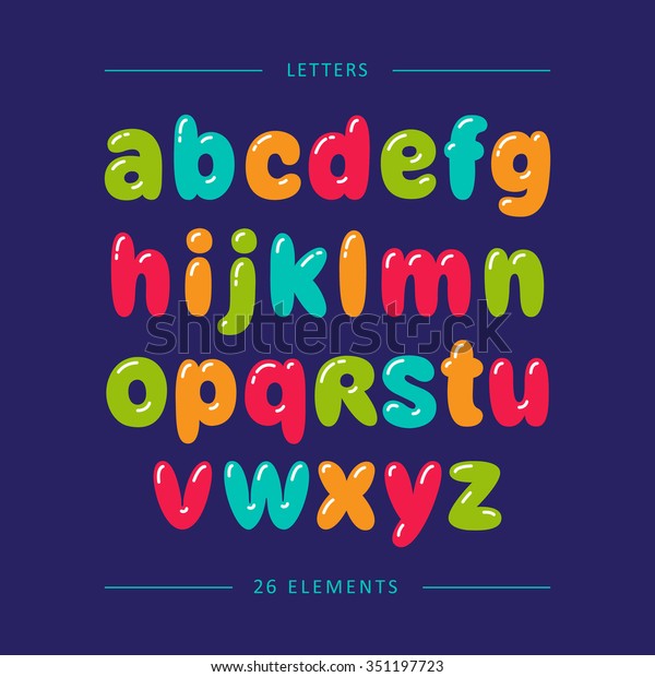 Cartoon Bubble Font Colorful Lowercase Letters Stock Vector (Royalty ...