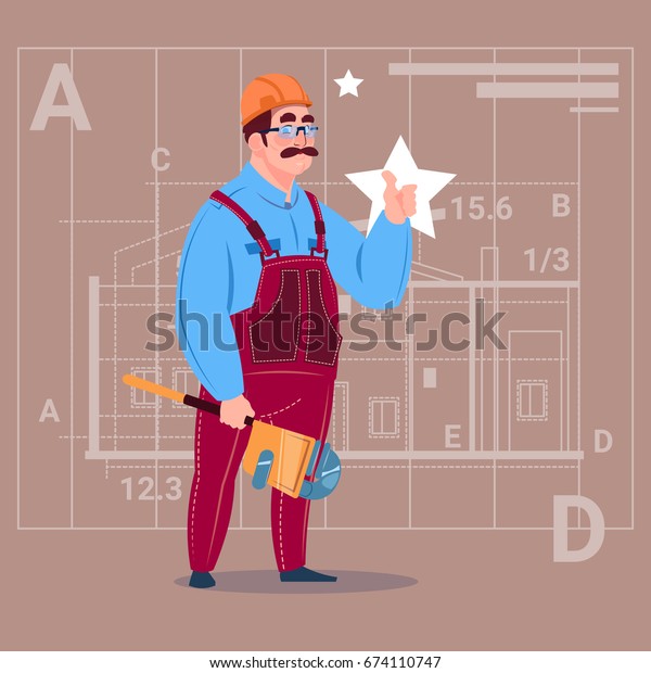 Cartoon Builder Wearing Uniform Helmet Construction Stock Vector ...