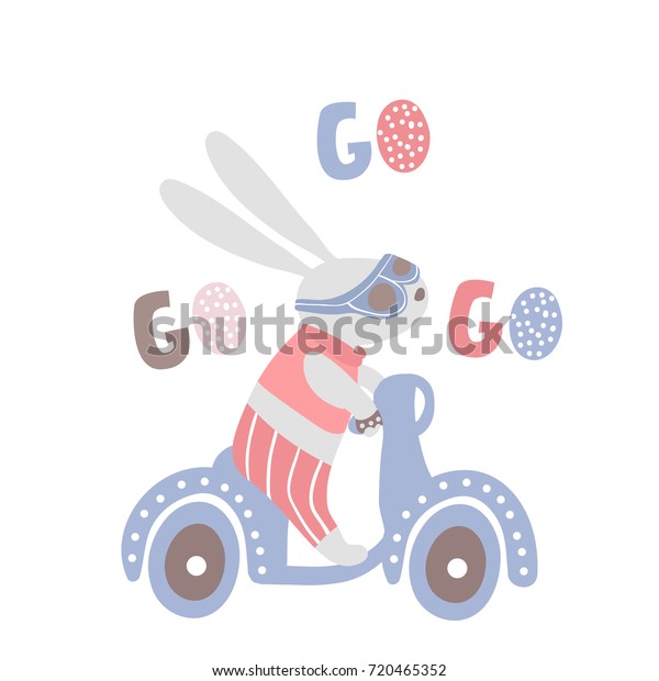 Cartoon Bunny On Scooter Rabbit Cartoon Stock Vector (Royalty Free ...