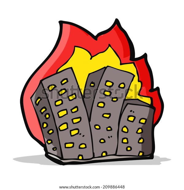 Cartoon Burning Buildings Stock Vector (Royalty Free) 209886448 ...