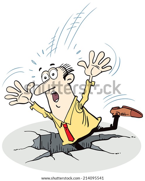 Cartoon Businessman Falling Hole Stock Vector (Royalty Free) 214095541