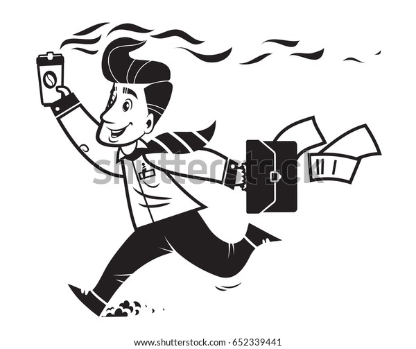 Cartoon Businessman Office Worker Quickly Runs Stock Vector (Royalty ...