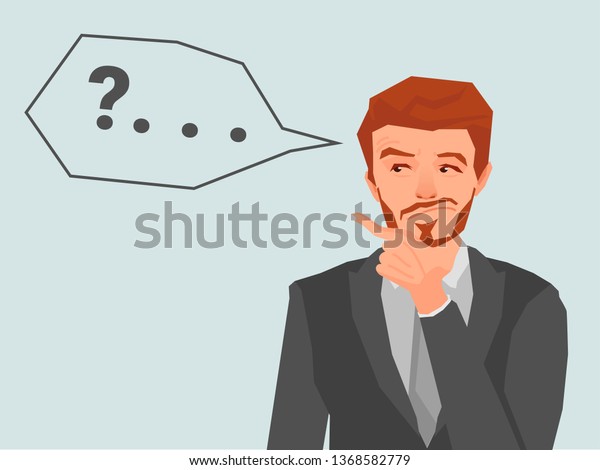 Cartoon Businessman Posing Thinking Question Mark Stock Vector (Royalty ...