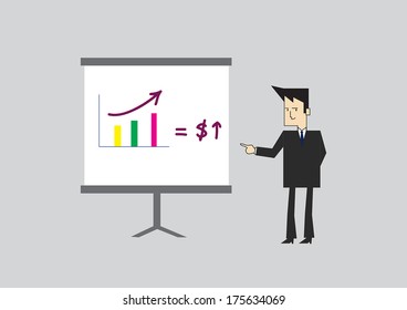 Cartoon Businessman Presenting Chart Stock Vector (Royalty Free ...