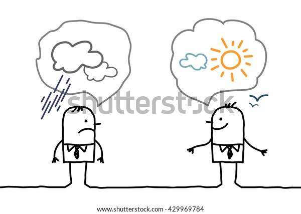 cartoon businessmen - optimistic and pessimistic