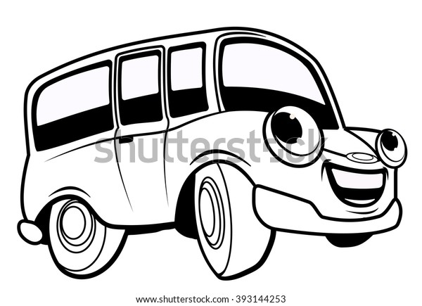 Cartoon Buss Black White Vector Illustration: เวกเตอร์สต็อก (ปลอดค่า ...