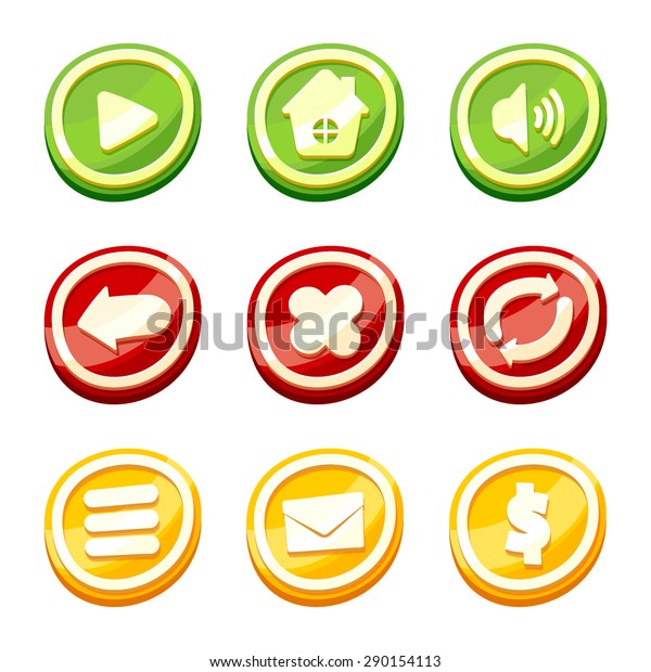 Cartoon Buttons Set Stock Vector (Royalty Free) 290154113 | Shutterstock