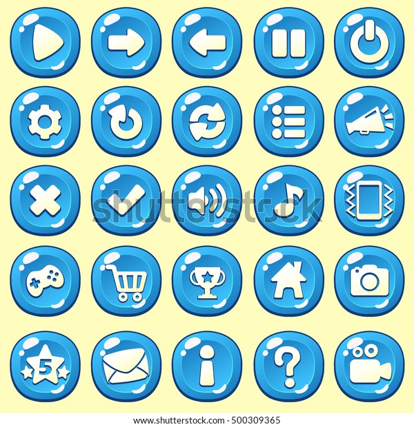 Cartoon Buttons Set Game Iconvector Illustrationgui Stock Vector ...
