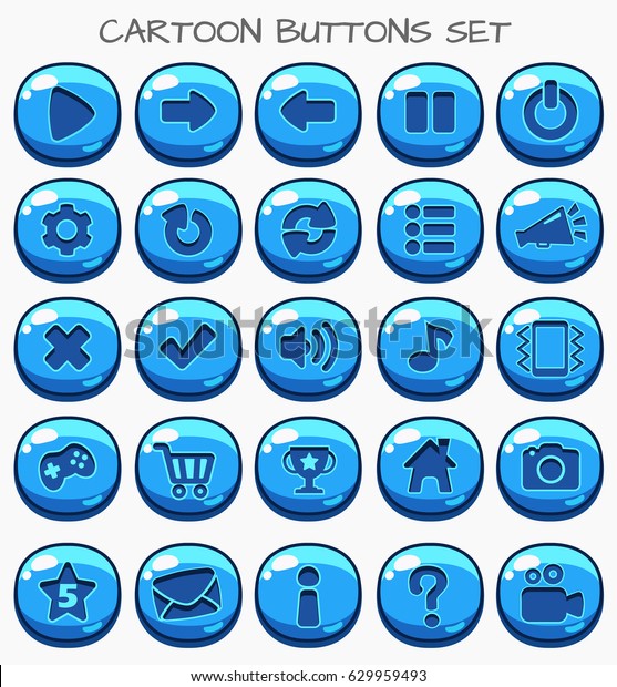 Cartoon Buttons Set Gamevector Illustrationgui Elements 스톡 벡터(로열티 프리 ...