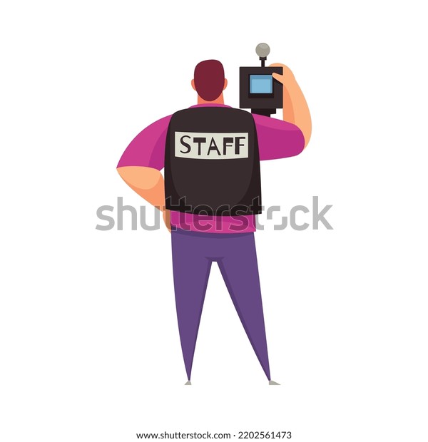 Cartoon Cameraman Camera Back View Vector Stock Vector (Royalty Free ...