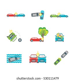 Cartoon Car Crash Set Different Variants Stock Vector (Royalty Free ...