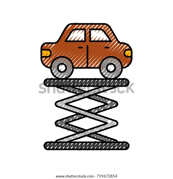 Cartoon Car Over Self Propelled Lift Stock Vector (Royalty Free ...