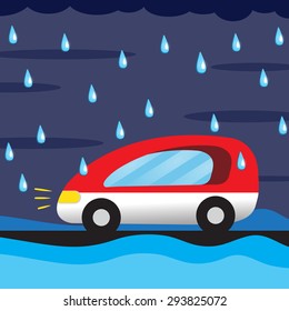 Cartoon Car Rain Stock Vector (Royalty Free) 293825072