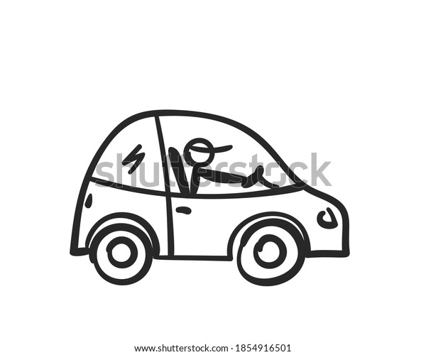 Cartoon Car Stick Figure Driver Doodle Stock Vector (Royalty Free ...