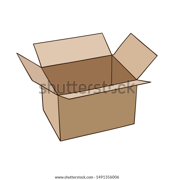 Cartoon Cardboard Box Vector Illustration Brown Stock Vector (Royalty ...