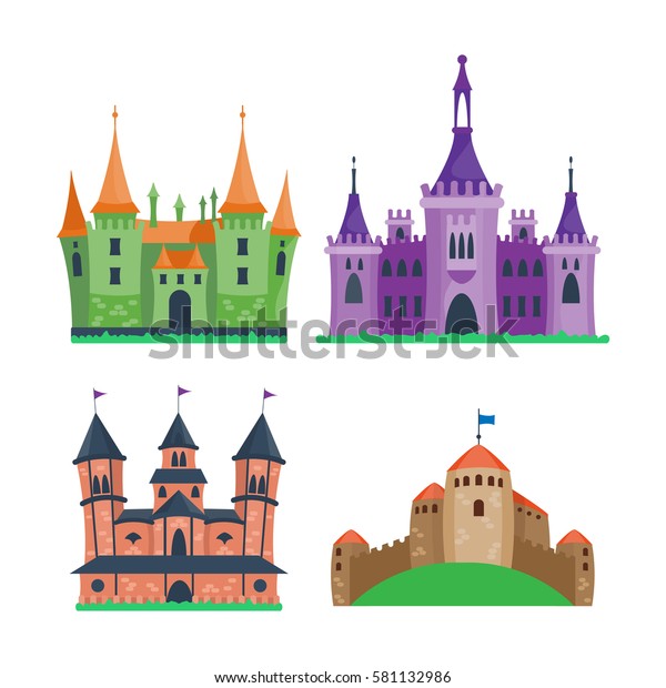 Cartoon Castle Architecture Vector Illustration Stock Vector (Royalty ...