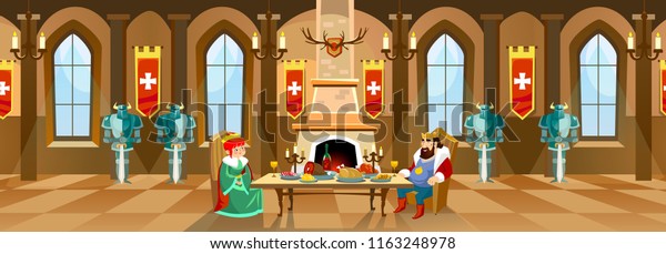 Cartoon Castle Hall King Queen Royal Stock Vector (Royalty Free ...