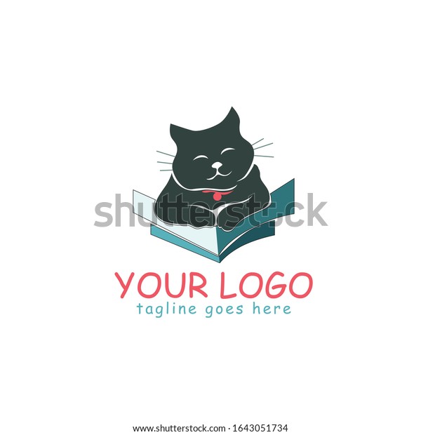 Cartoon Cat Book Logo Stock Vector (Royalty Free) 1643051734 | Shutterstock