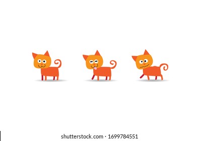 Cartoon Cat Different Positions Neutral Positive Stock Vector (Royalty ...