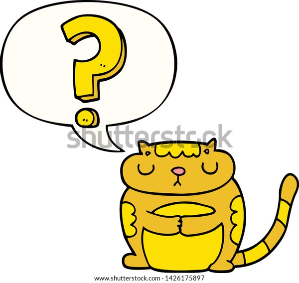 Cartoon Cat Question Mark Speech Bubble Stock Vector (Royalty Free ...