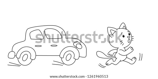 Cartoon Cat Runing Car 스톡 벡터(로열티 프리) 1261960513 | Shutterstock