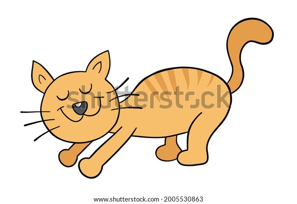 Cartoon Cat Stretching Vector Illustration Colored: เวกเตอร์สต็อก (ปลอด ...