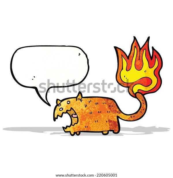 cartoon cat with tail on fire