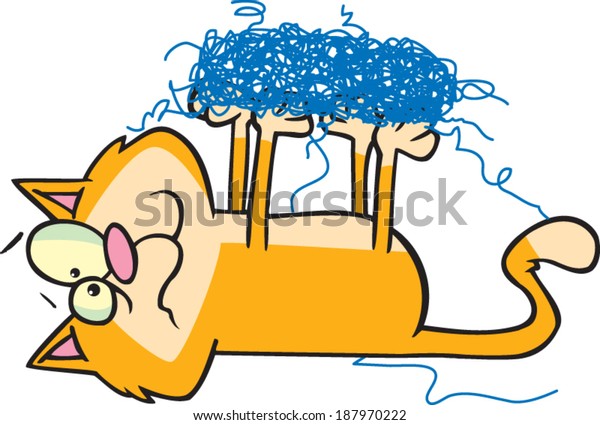 Cartoon Cat Tangled Yarn Stock Vector (Royalty Free) 187970222 ...
