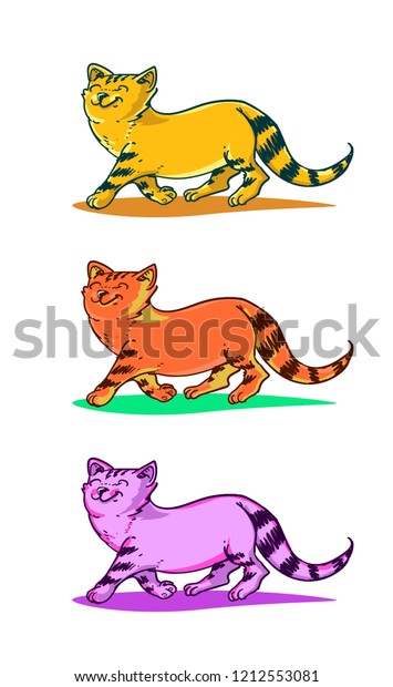 Cartoon Cat Walking Isolated On White Stock Vector (Royalty Free ...