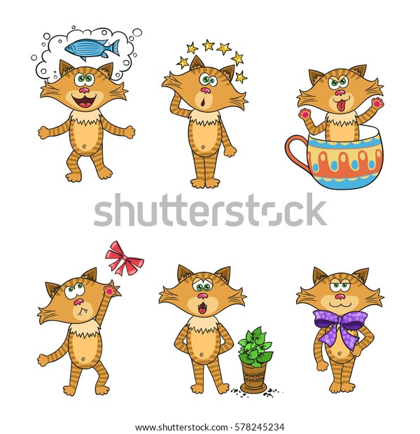 Cartoon Cats Playing Vector Isolated Set Stock Vector (Royalty Free ...
