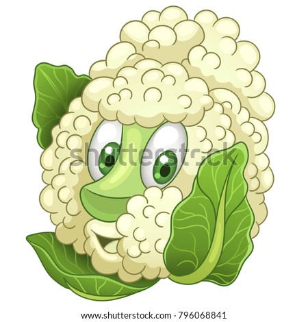Cartoon Cauliflower Cabbage Sprouts Happy Vegetable Stock Vector ...