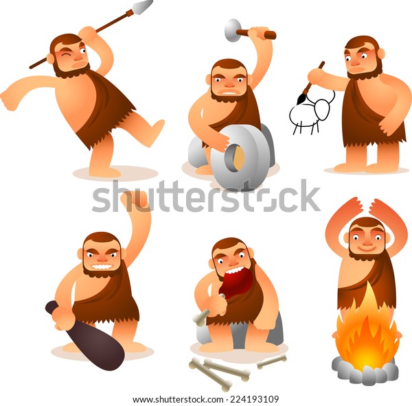 Cartoon Caveman set with 6 fun positions.
