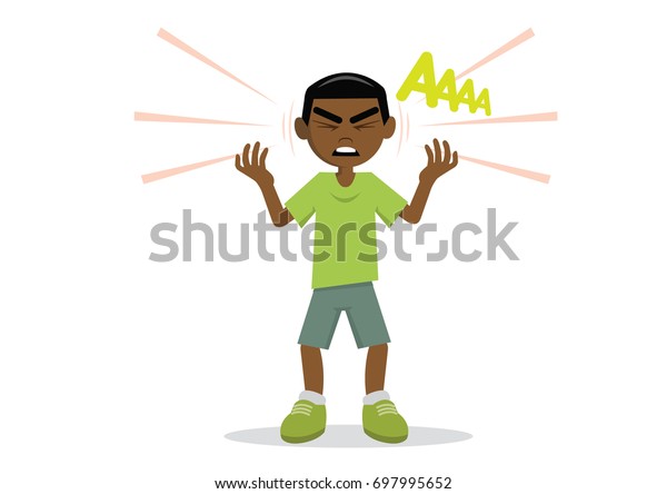 Cartoon Character African Boy Yelling Out Stock Vector (Royalty Free ...