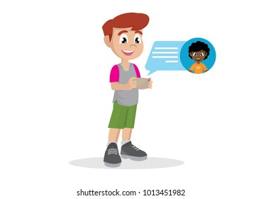 Cartoon Character Boy Chat Messages Notification Stock Vector (Royalty ...